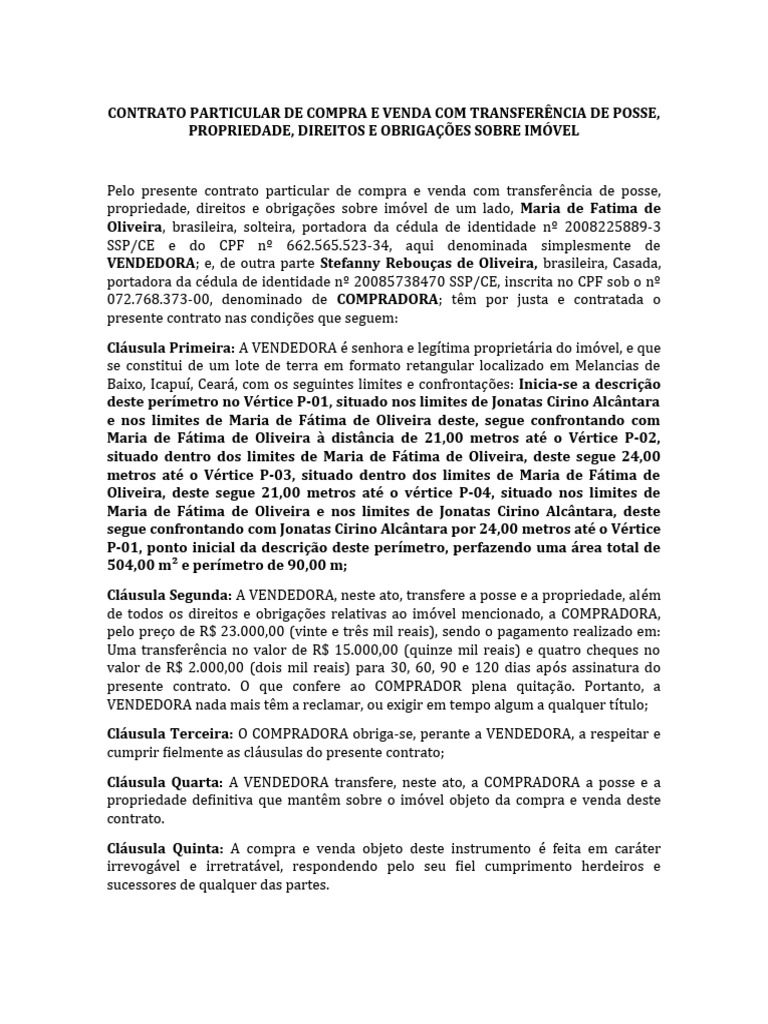 Modelo de Contrato de Cessao de Posse | PDF