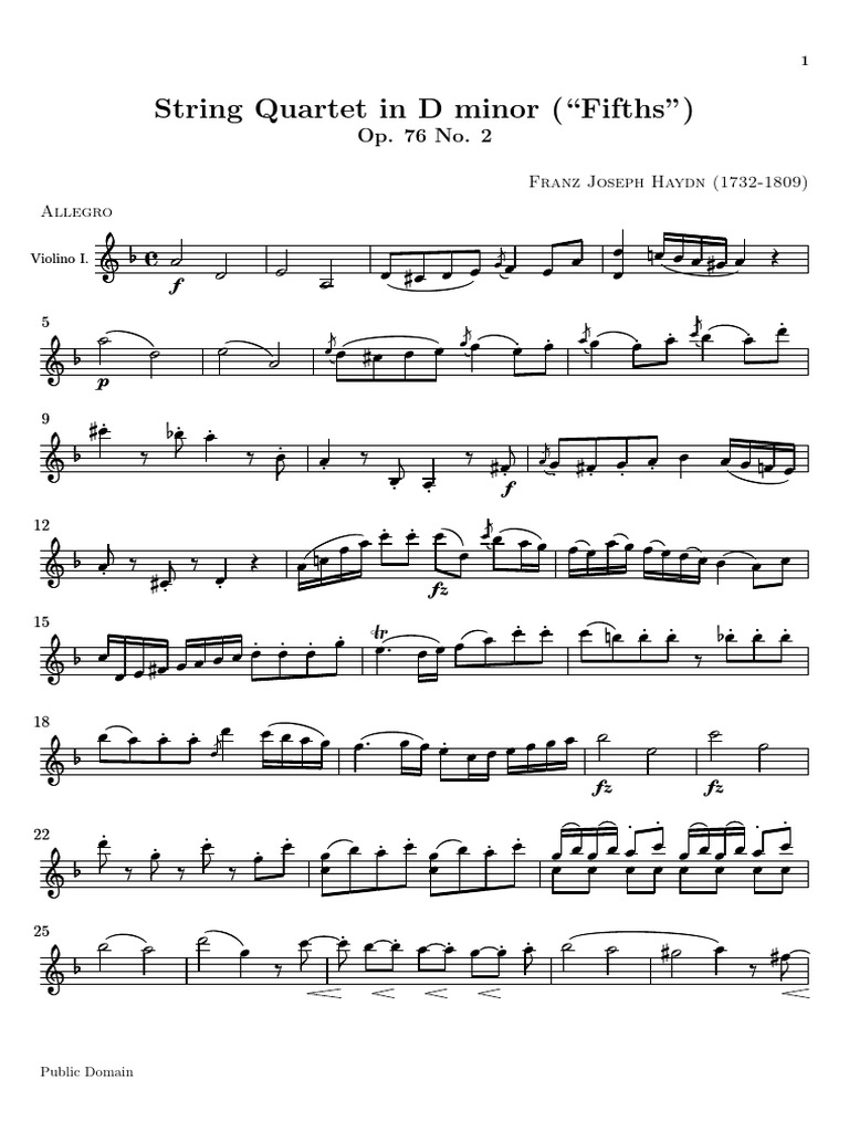 (Free Scores - Com) - Haydn Joseph String Quartet Minor Violin | PDF