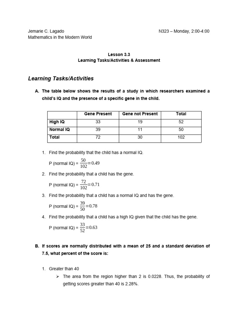 N323 - Lagado, Jemarie - Lesson 3.3 - Learning Activity and Assessment ...