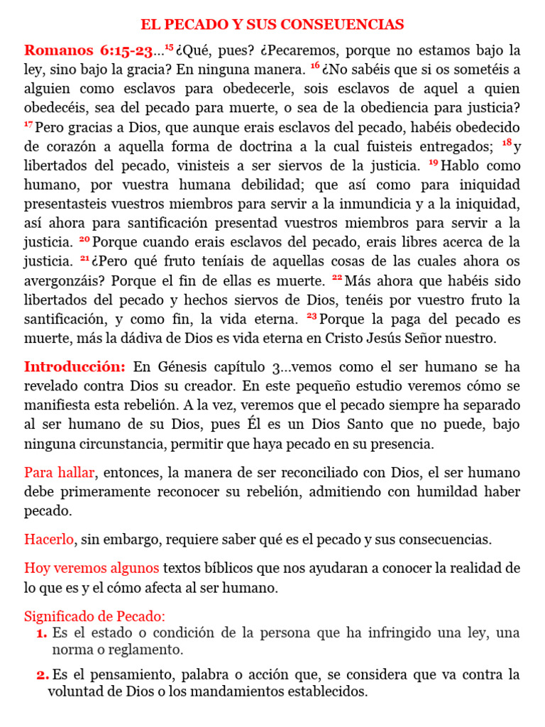 El Pecado y Sus Conseuencias | PDF | Pecado | Creencia religiosa y doctrina
