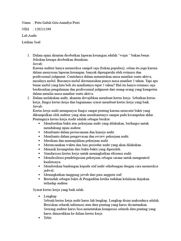 Latihan Soal Lab Audit | PDF