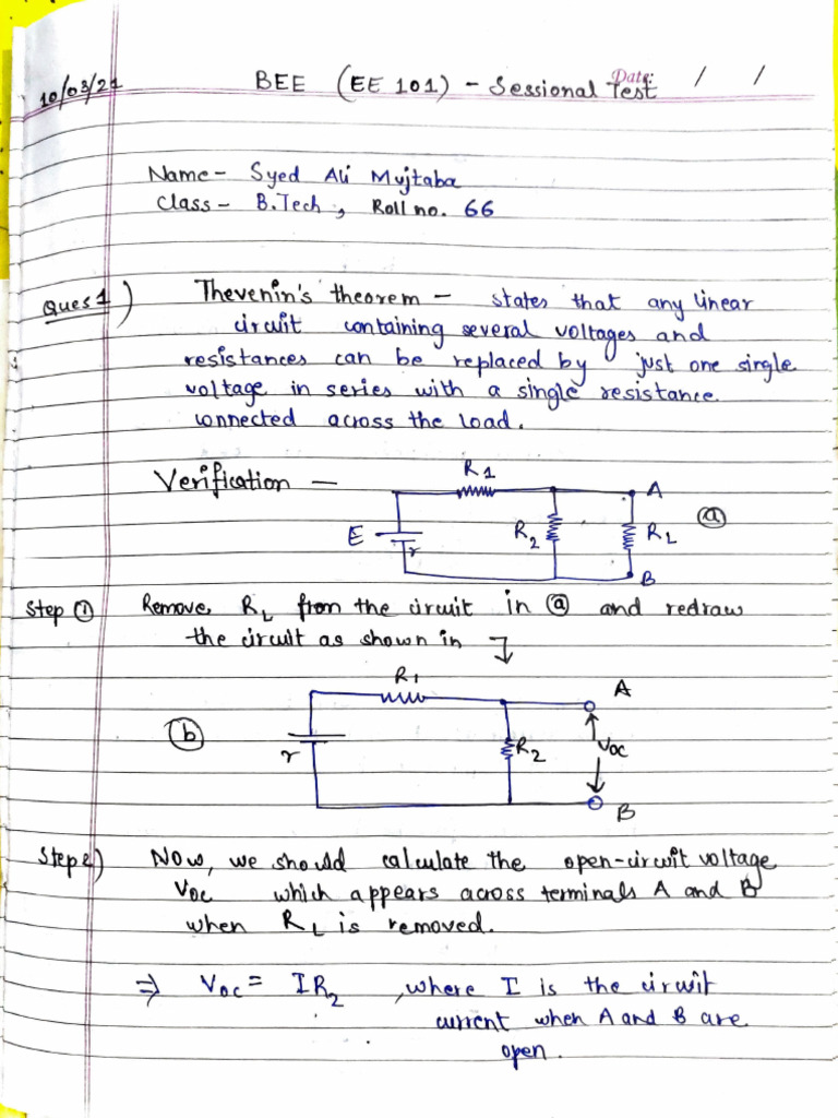BEE Sessional Syed Ali Mujtaba 66 My Response | PDF | Electricity | Electrical Engineering