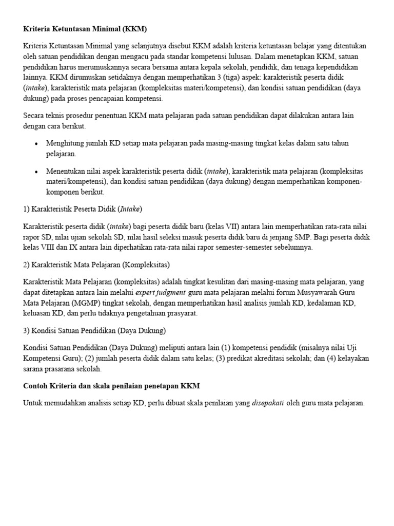 Penetapan KKM K13 | PDF