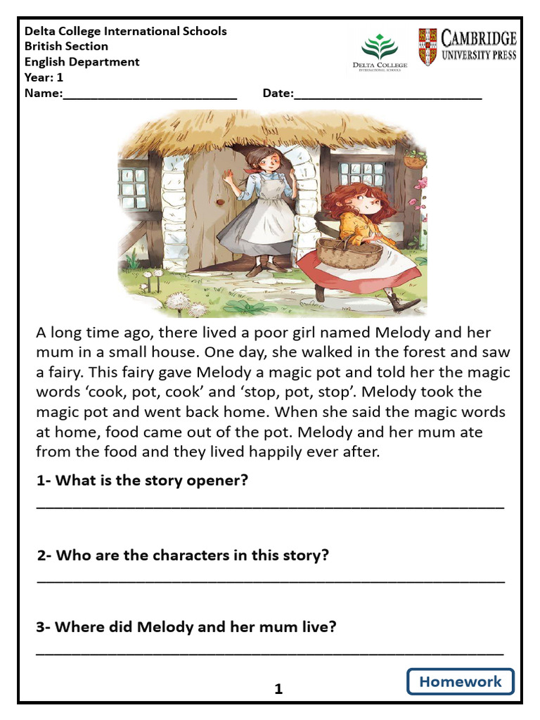 The Magic Porridge Pot Homeweork | PDF