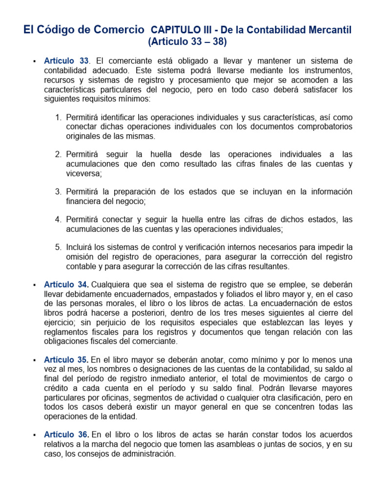 Código de Comercio CAPITULO III | PDF | Contabilidad | Impuestos