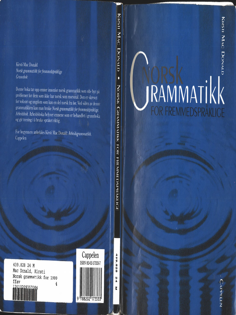 Norsk Grammatikk For Fremmedspråklige Kristi Mac Donald) | PDF