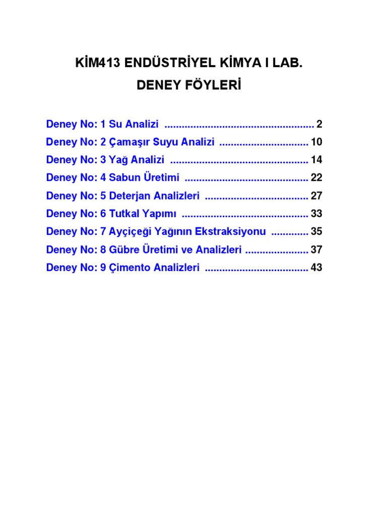 ENDÜSTRİYEL KİMYA I LAB. | PDF