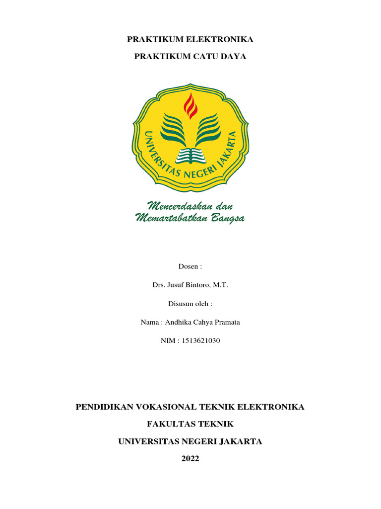 Andhika Cahya Pramata - Laporan Praktik Perakitan Catu Daya | PDF