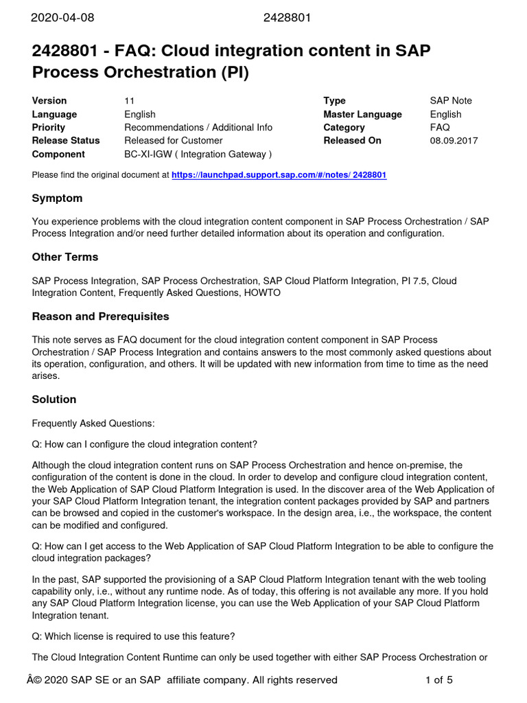 FAQ Cloud Integration Content in SAP | PDF | Computers