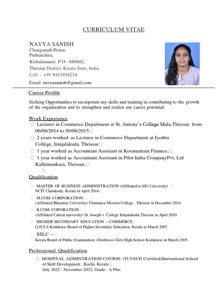 Resume - Navya Sanish | PDF