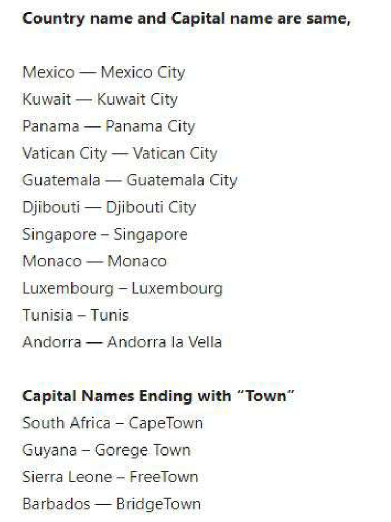 Countries and Capitals | PDF