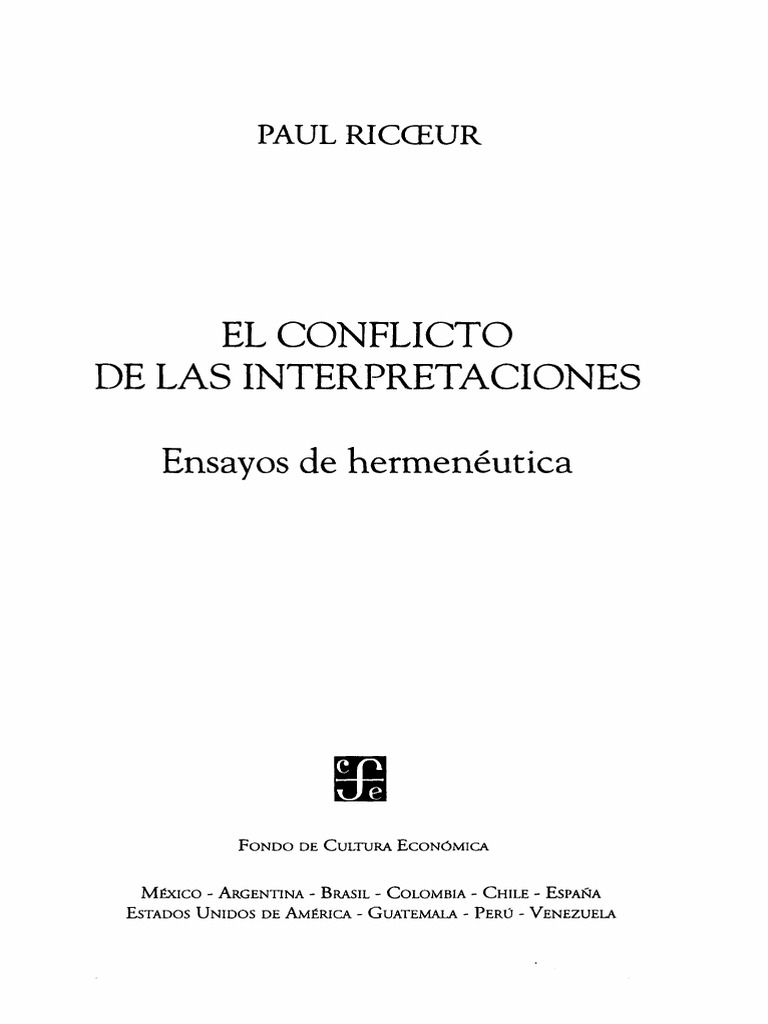 Ricoeur Paul - Marx, Nietzsche y Freud en Id., El Conflicto de Las Interpretaciones. Ensayos de ...