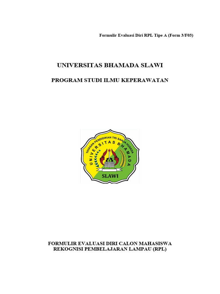 Formulir Evaluasi Diri RPL Tipe A (Form 3 F03) | PDF