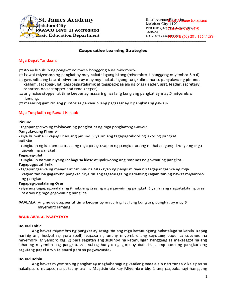 Cooperative Learning Strategies Pdf