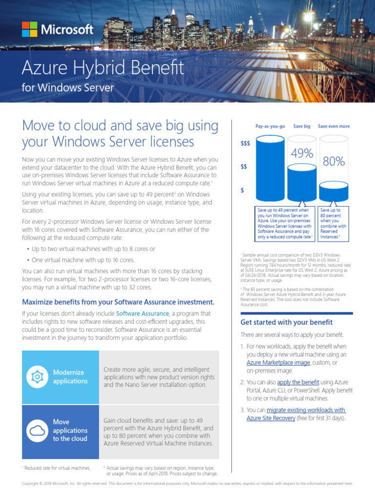 Windows Server Azure Hybrid Use Benefit Datasheet | PDF