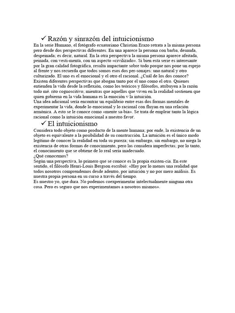 Razón y Sinrazón Del Intuicionismo | PDF