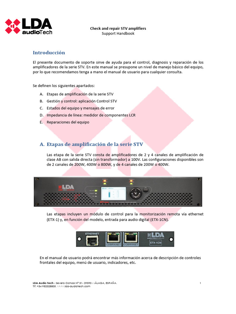 LDA Handbook ES STV-Reparacion v1 | PDF | Impedancia eléctrica | Altoparlante