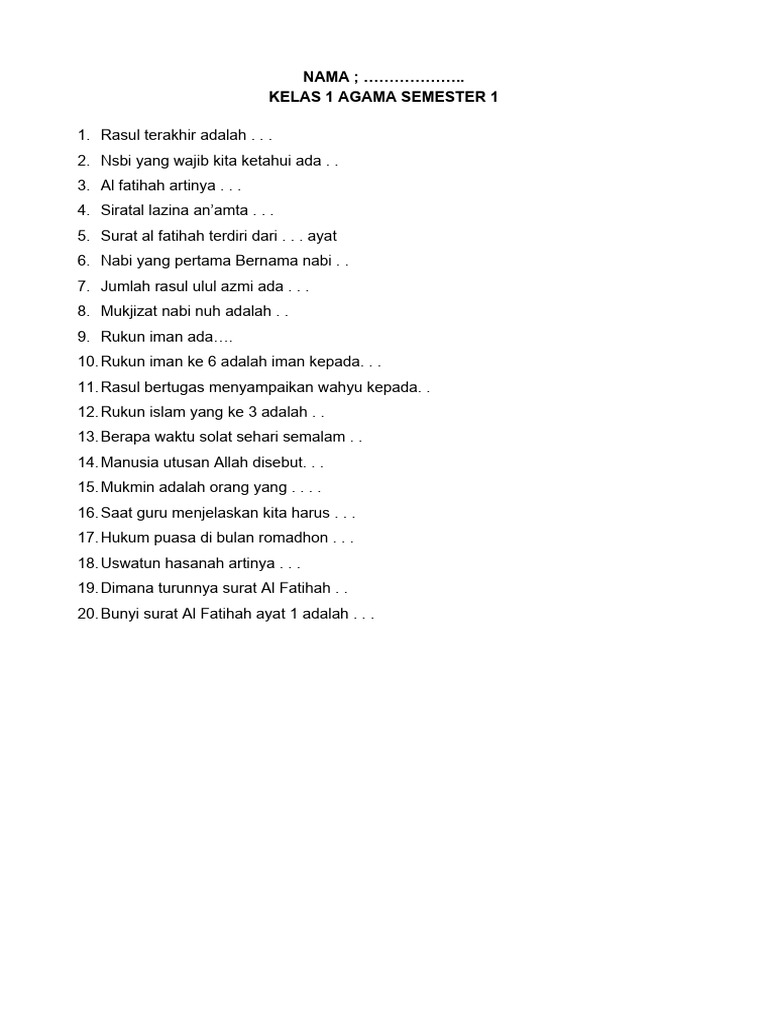 Kelas 1 Sem 1 | PDF Kelas 1 Sem 1 | PDF