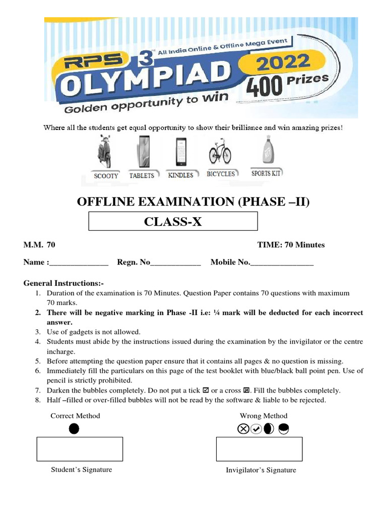 Offline Examination (Phase - Ii) : Class-X | PDF | Linguistics | Grammar