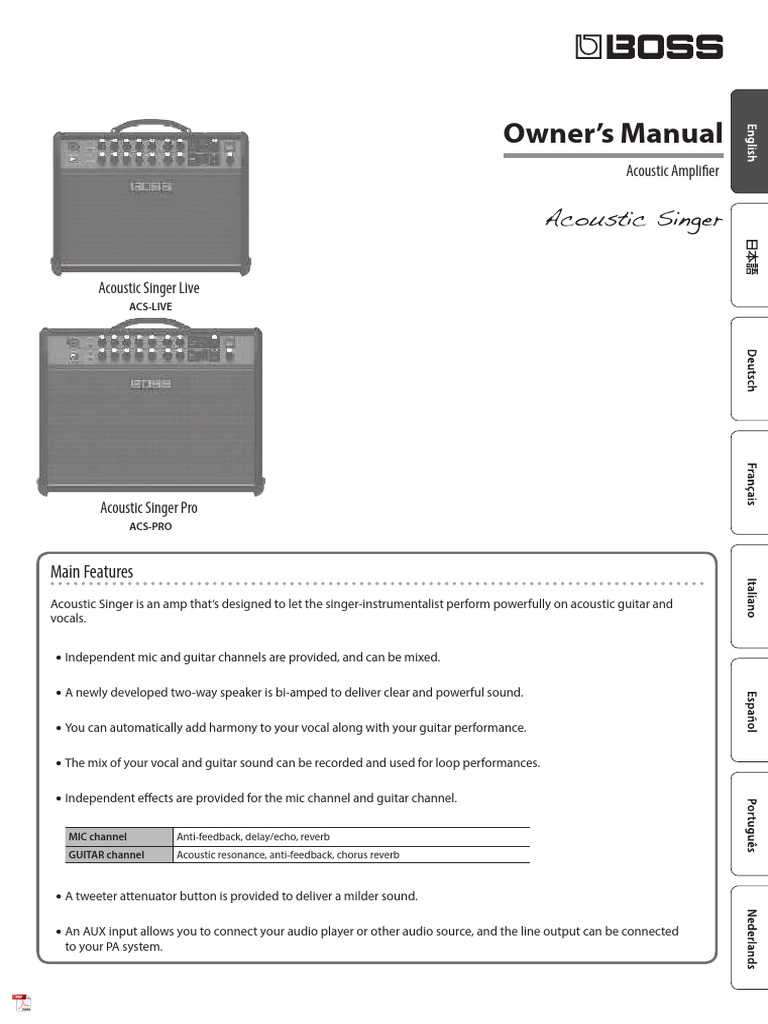 Boss Manual | PDF | Microphone | Guitars