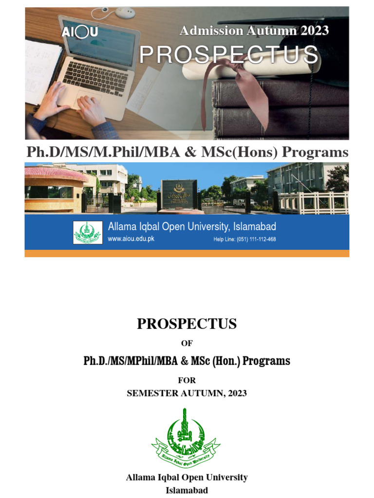 PHD-MS Final Prospectus For Autumn-2023 (20072023) | PDF | Doctor Of Philosophy | Thesis