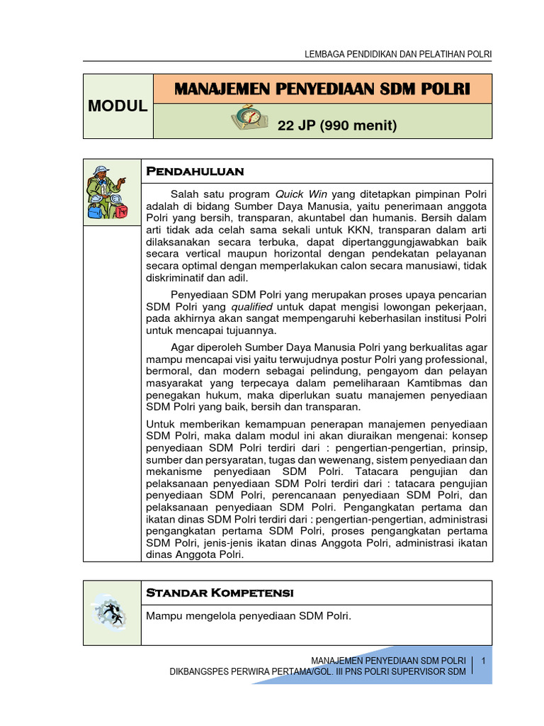 Modul Manajemen Penyediaan SDM Polri-Jadi | PDF
