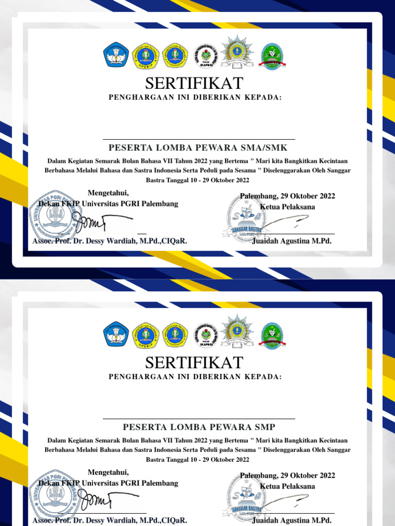 Sertifikat Peserta Semarak Bahasa | PDF