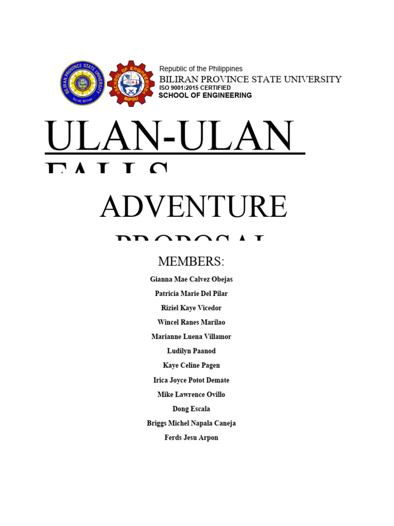 Adventure Proposal in Physical Education Bsce 2-A G1 | PDF
