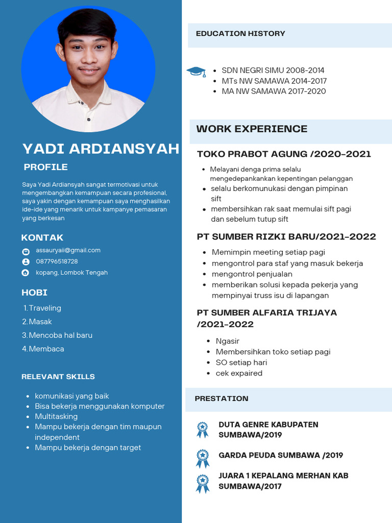 Blue Light Blue Color Blocks Flight Attendant CV - 2 | PDF