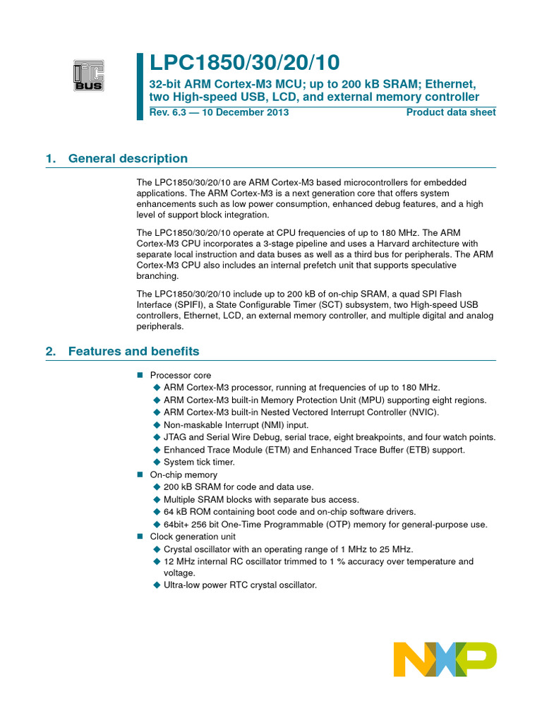 LPC1850 30 20 10 | PDF | Microcontroller | System On A Chip