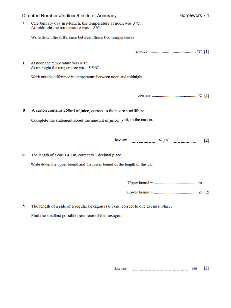 Directed Numbers and Accuracy Limits | PDF | Career & Growth | Business