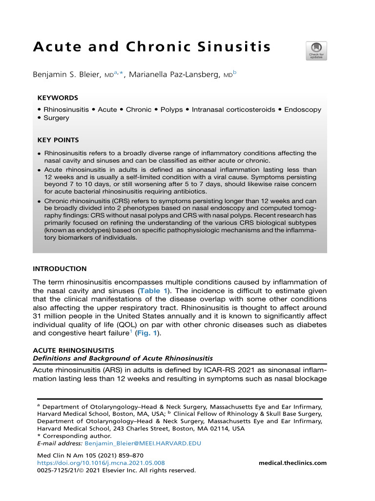 Sinusitis | PDF | Clinical Medicine | Otorhinolaryngology