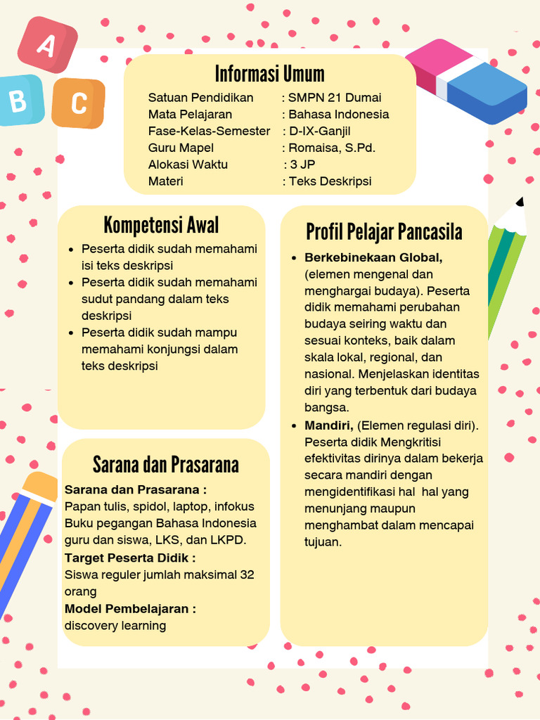 Memahami Isi Teks Deskripsi | PDF | Seni & Disiplin Bahasa | Sains & Matematika