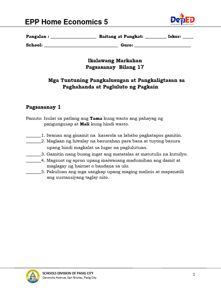 Epp 5 - He 5 - Q2 - DW17 | PDF