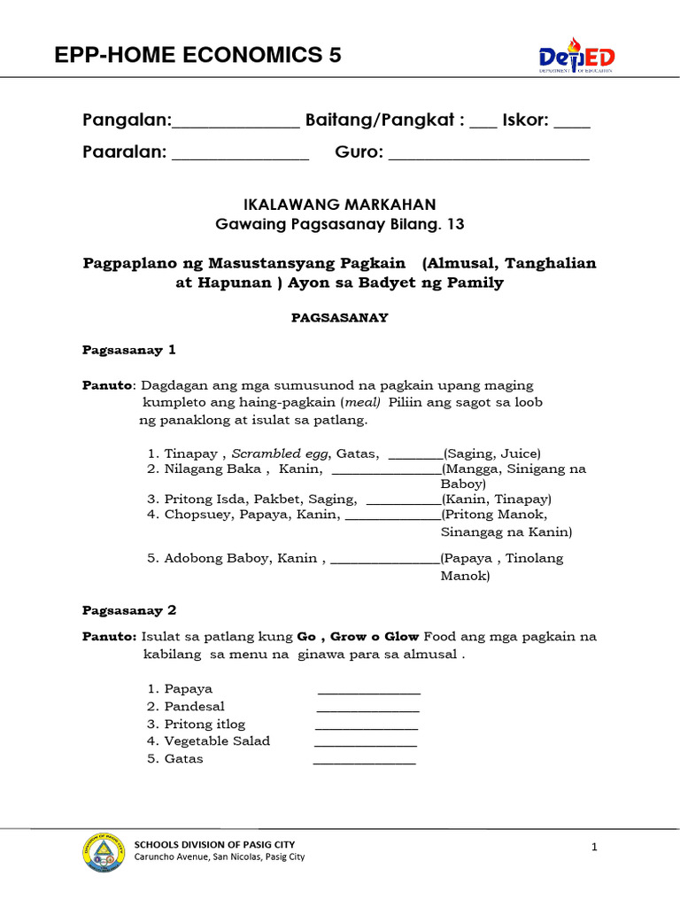 Epp 5 - He 5 - Q2 - DW13 | PDF