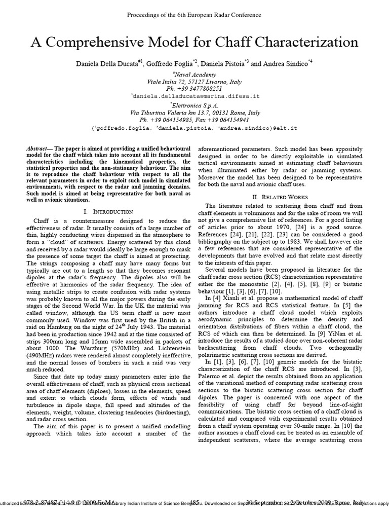 A Comprehensive Model For Chaff Characterization | PDF | Antenna (Radio ...