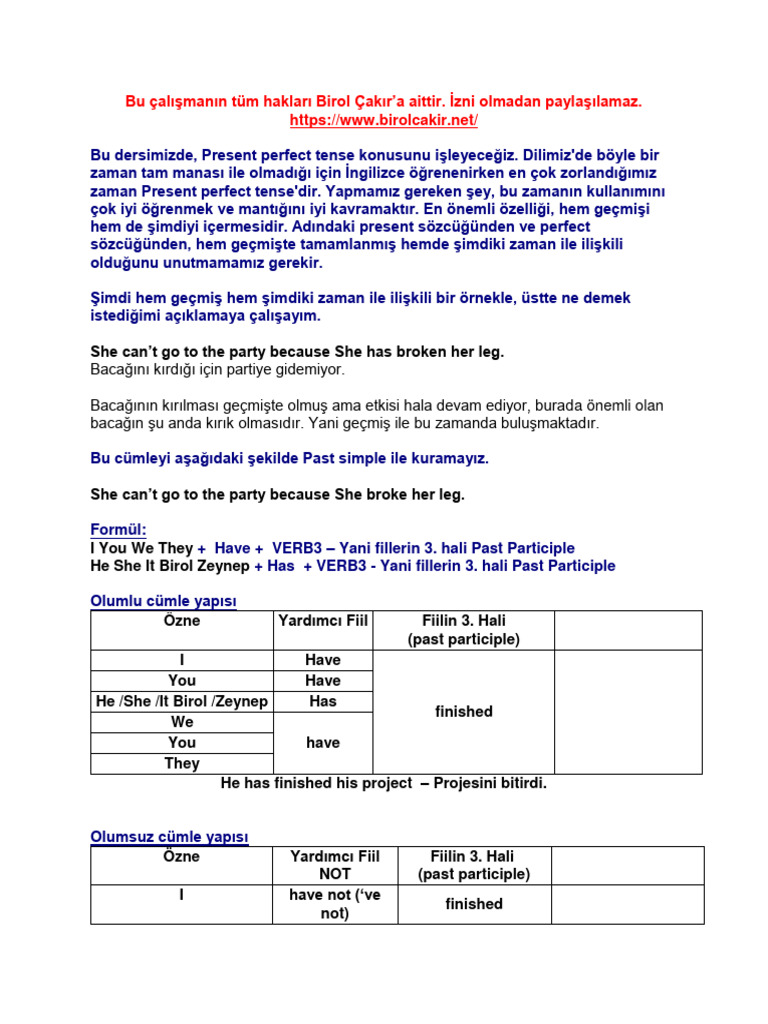 Present Perfect Tense | PDF