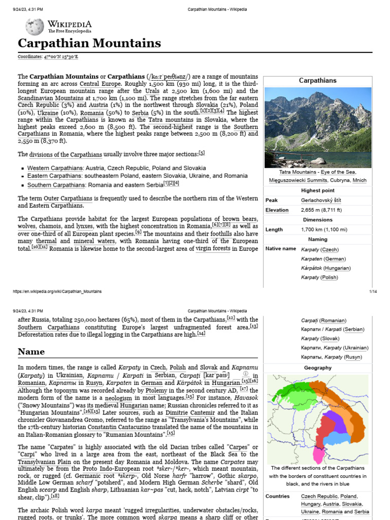 Carpathian Mountains | PDF | Earth Sciences | Geology