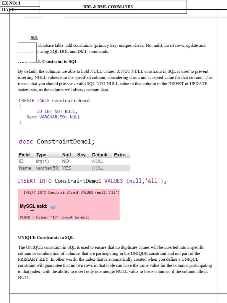 Dbms Lab Manual1 | PDF | Relational Database | Sql