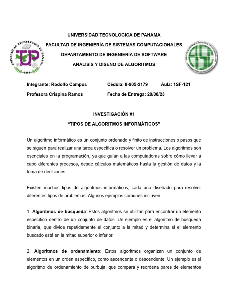 ADA - Investigación 1 | PDF | Algoritmos | Informática