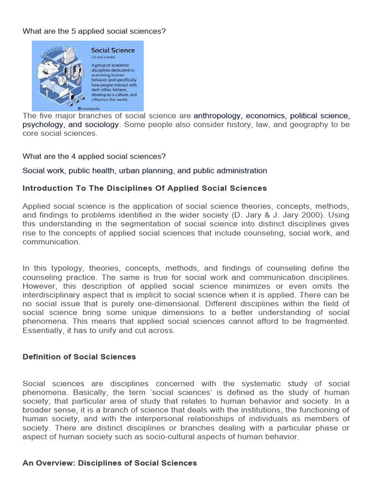 What Are The 5 Applied Social Sciences | PDF | Social Sciences | Science