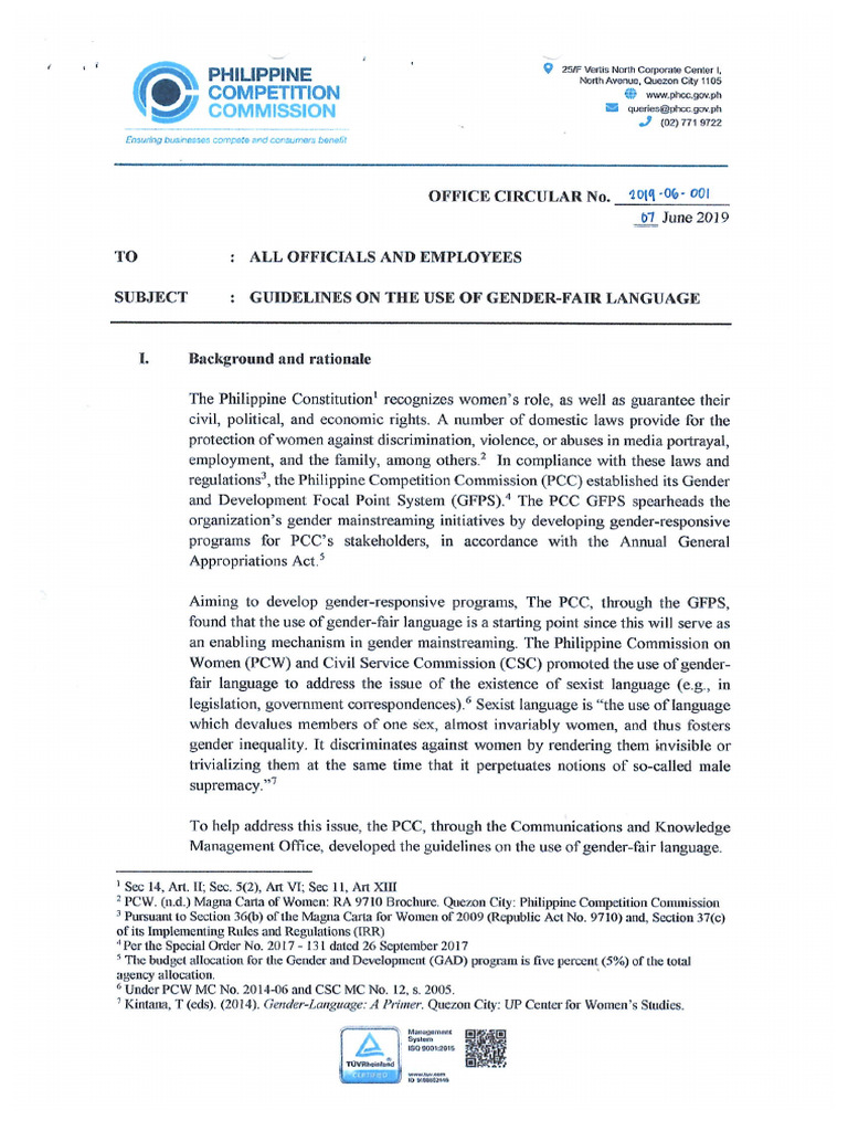 Gender Fair Language | PDF