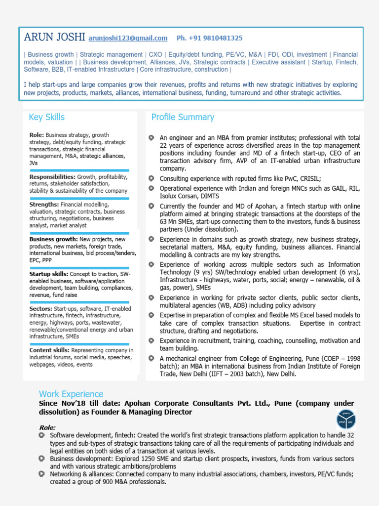 3 Arun Joshi CV | PDF