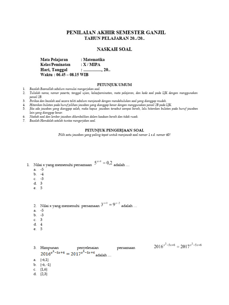 Kumpulan Soal MTK Peminatan | PDF | Metode & Bahan Ajar