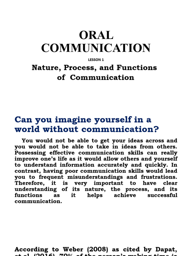 Oral Communication Nature Process Functions First | PDF