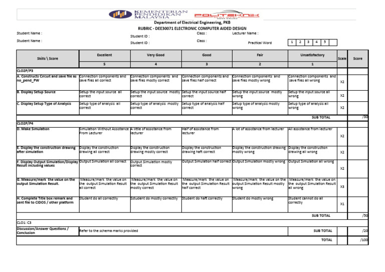 Rubric PW 1-5 Baru | PDF | Simulation | Computer Engineering