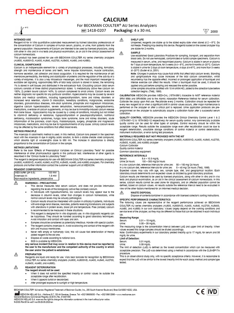 Ifu 1418 0207 Calcium | PDF