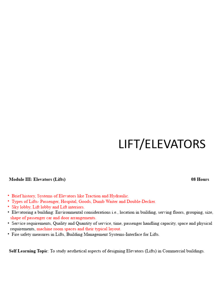 Elevator Design & Planning Guide | PDF | Elevator | Door