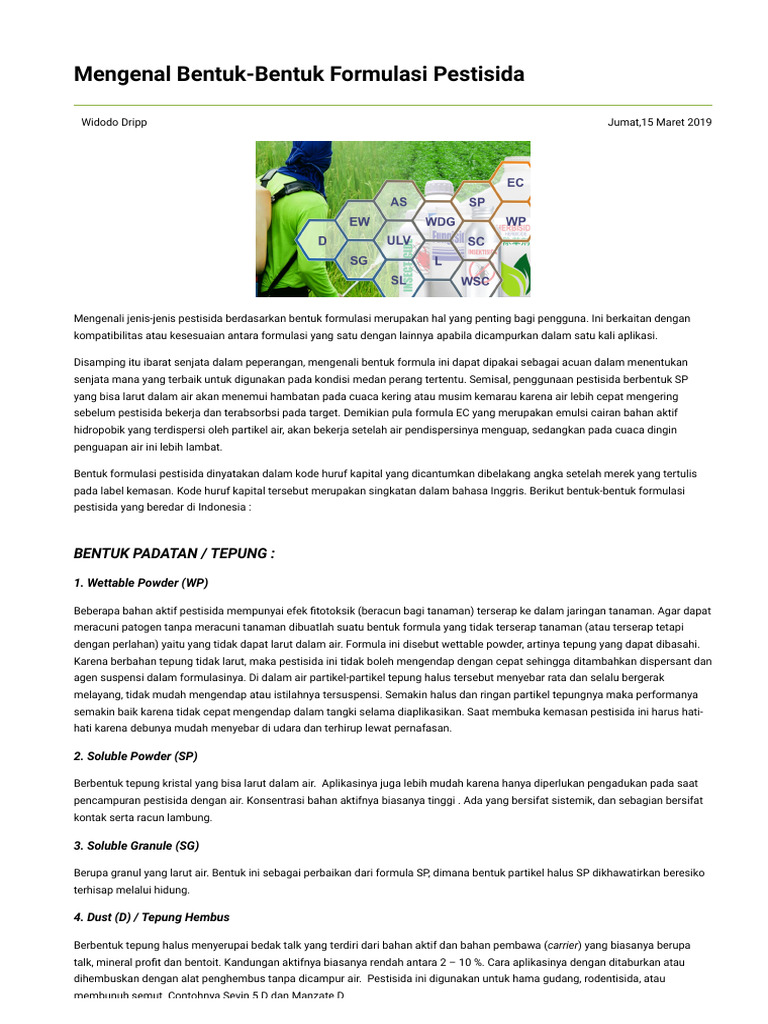 Aziz Putra Pangestu Mengenal Bentuk-Bentuk Formulasi Pestisida | PDF