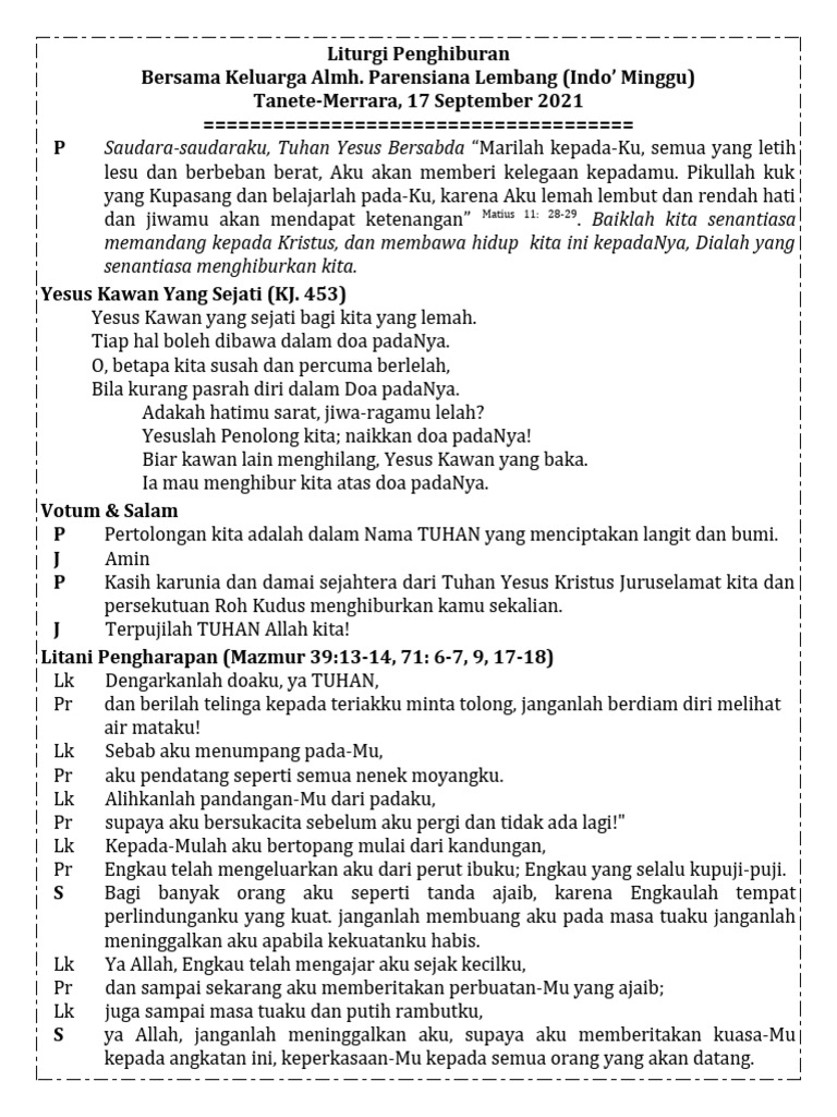Liturgi Ibadah Penghiburan GMIM | PDF